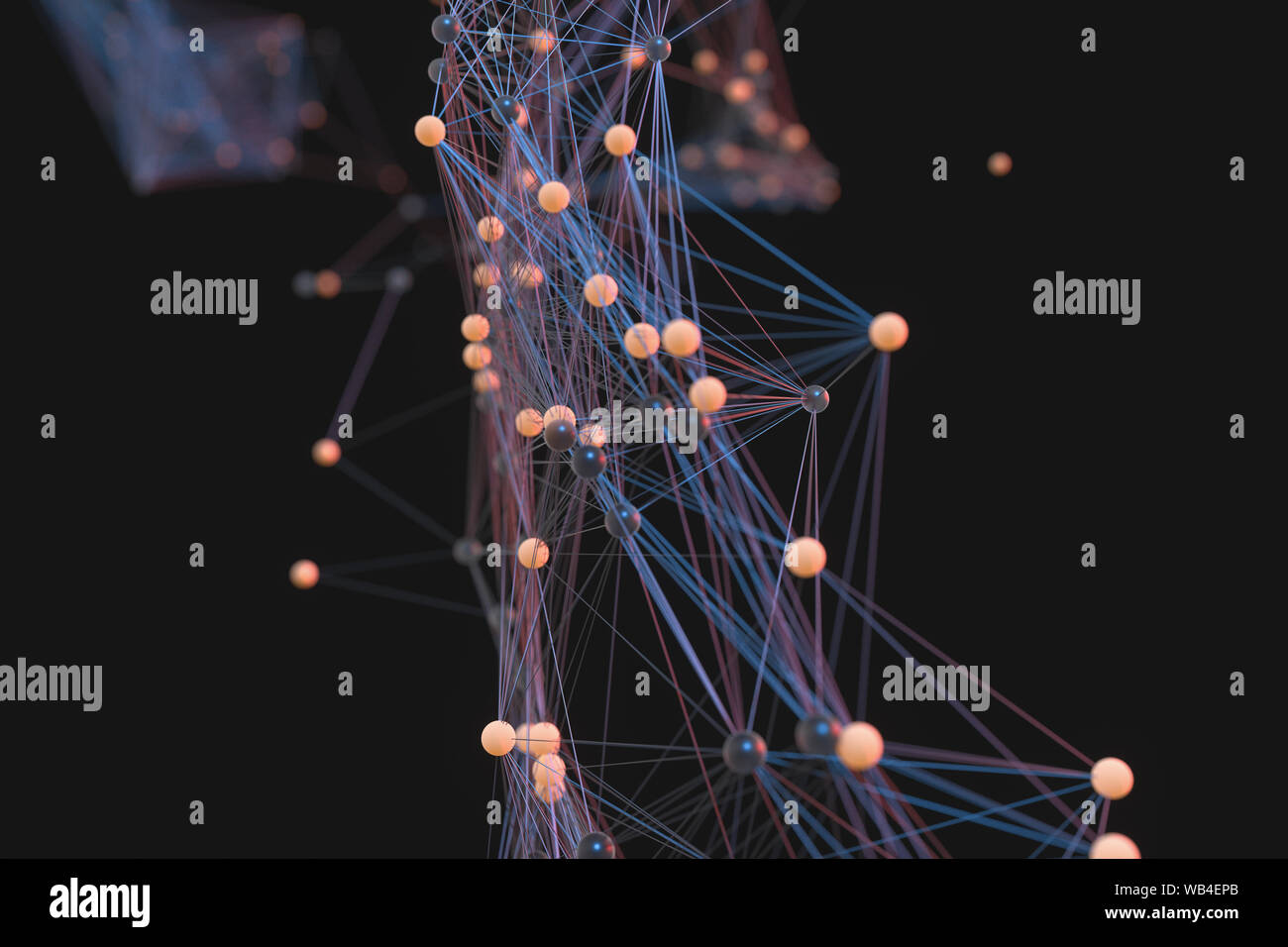 Gene lines and nodes, biological gene structure, 3d rendering. Computer ...