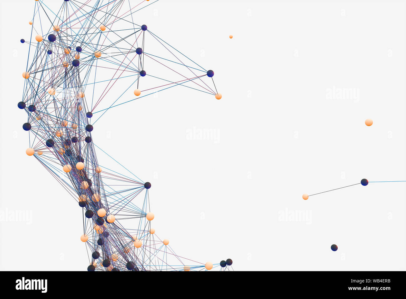 Gene lines and nodes, biological gene structure, 3d rendering. Computer ...