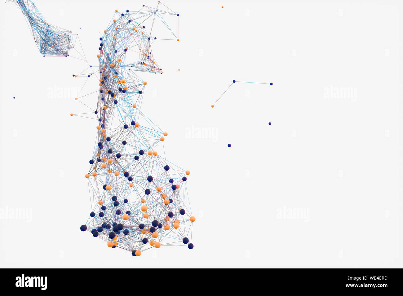 Gene lines and nodes, biological gene structure, 3d rendering. Computer ...
