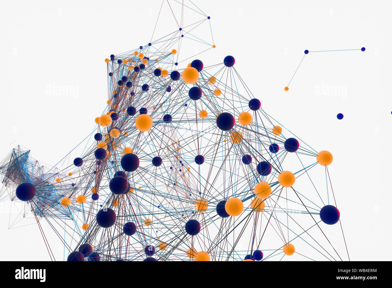 Gene lines and nodes, biological gene structure, 3d rendering. Computer ...