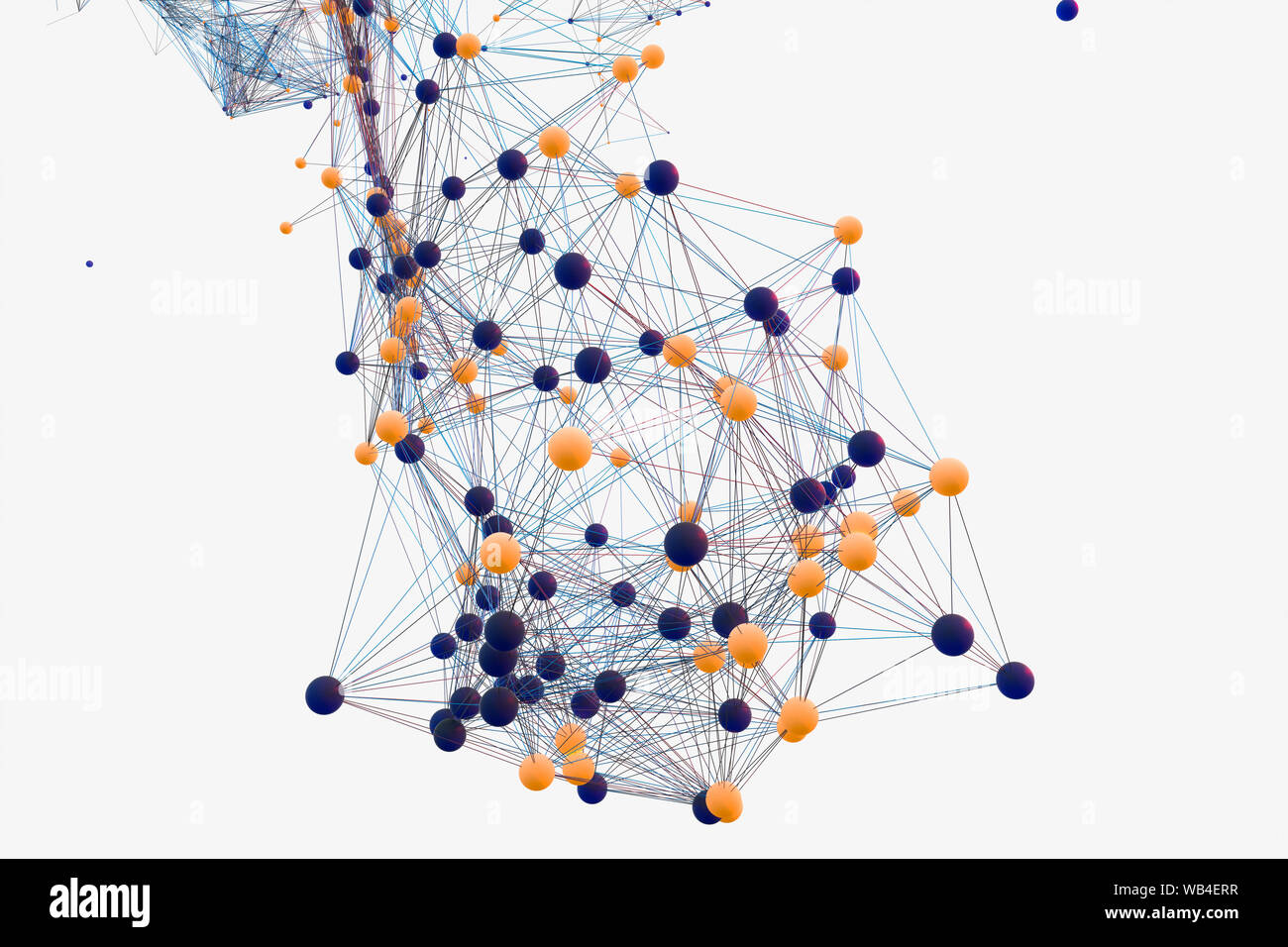 Gene lines and nodes, biological gene structure, 3d rendering. Computer ...