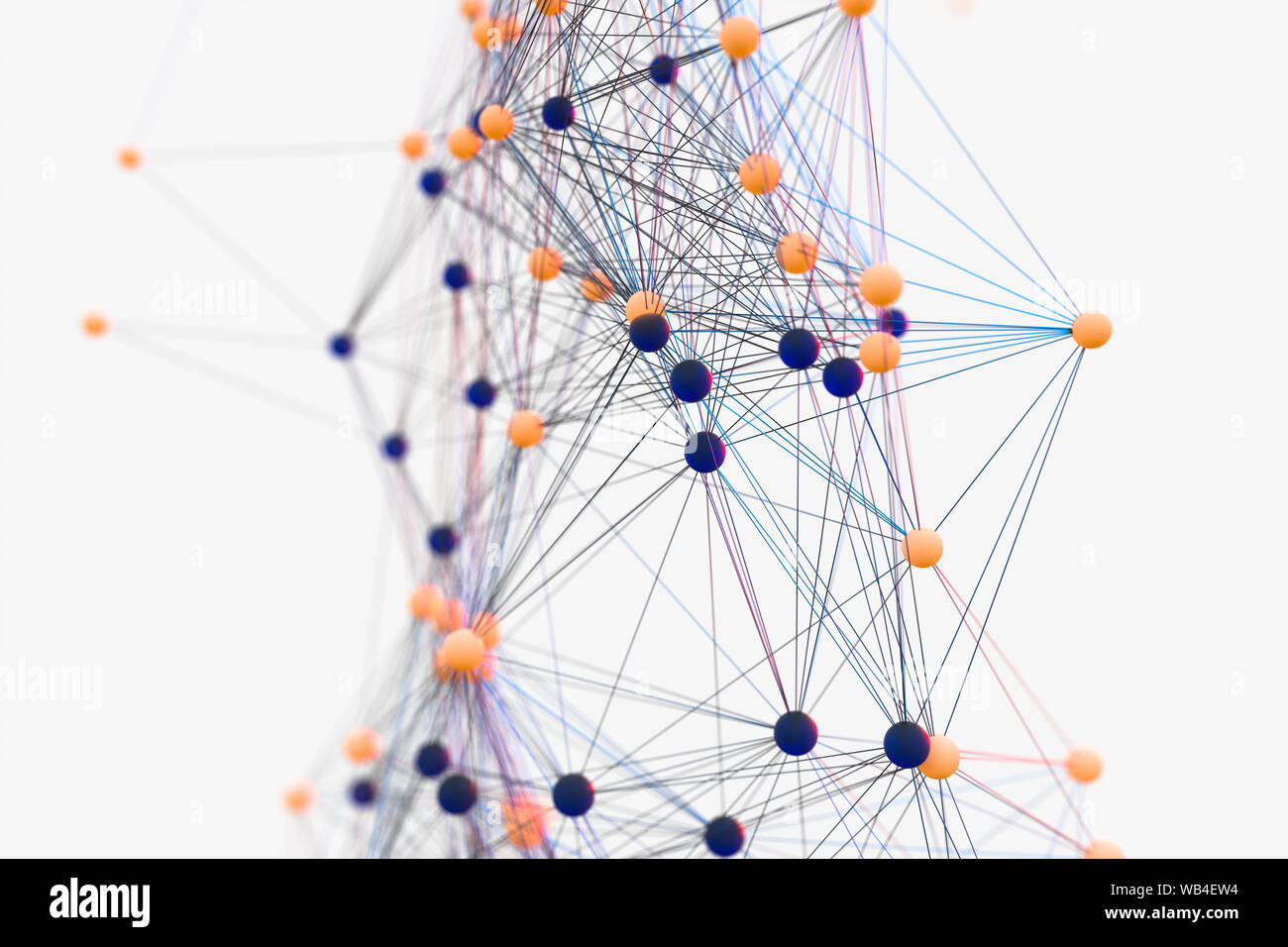 Gene lines and nodes, biological gene structure, 3d rendering. Computer ...
