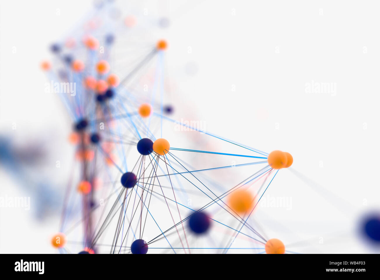 Gene lines and nodes, biological gene structure, 3d rendering. Computer ...