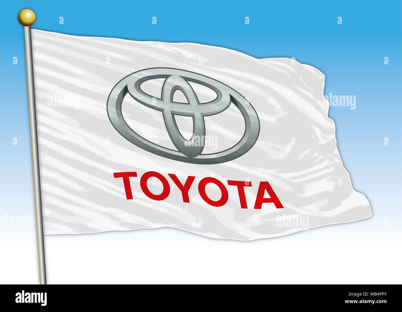 Renault car industrial group, flag with logo, illustration Stock Photo ...