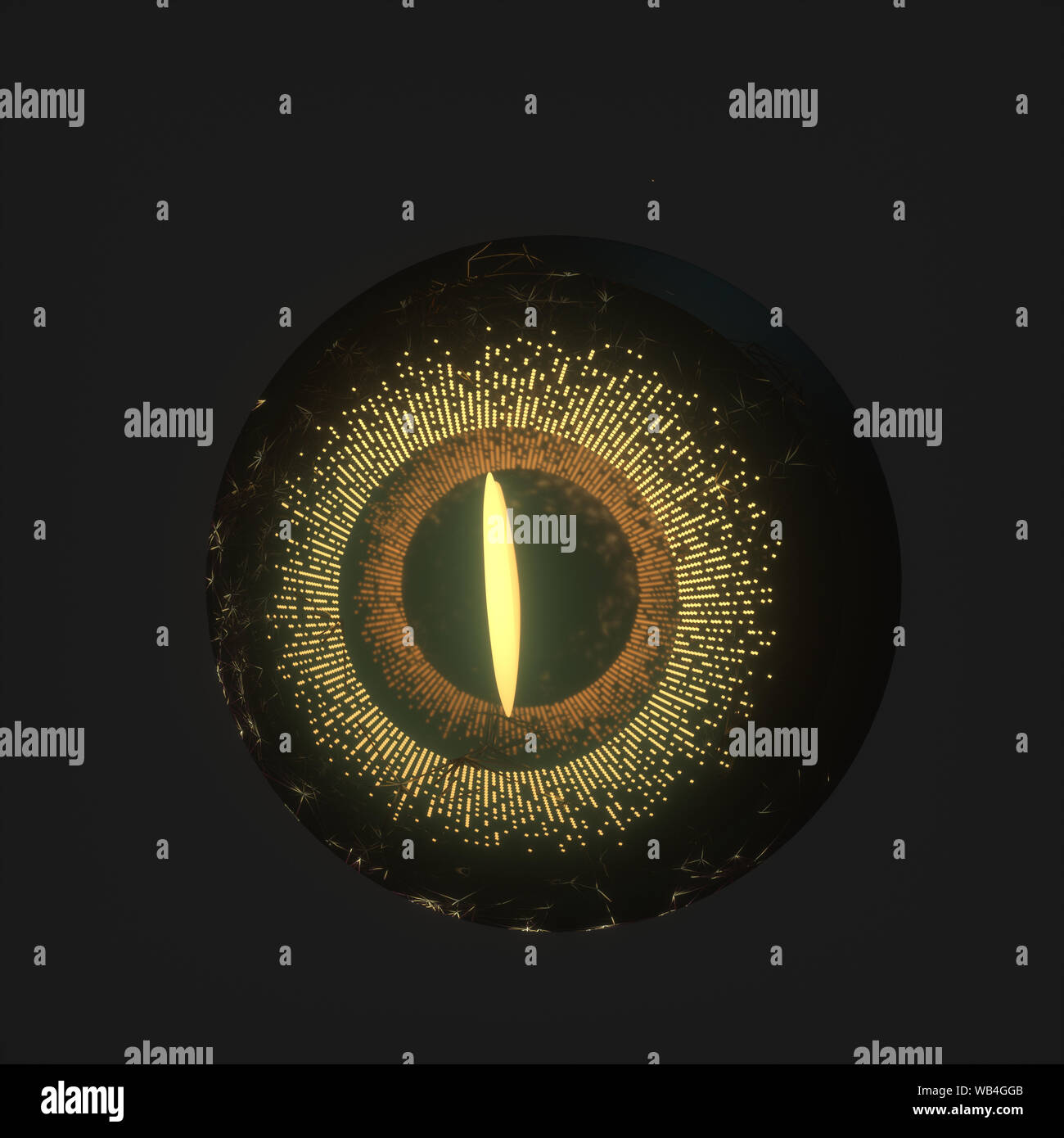 Abstract mechanical eyeball with high-tech line, 3d rendering. Computer ...