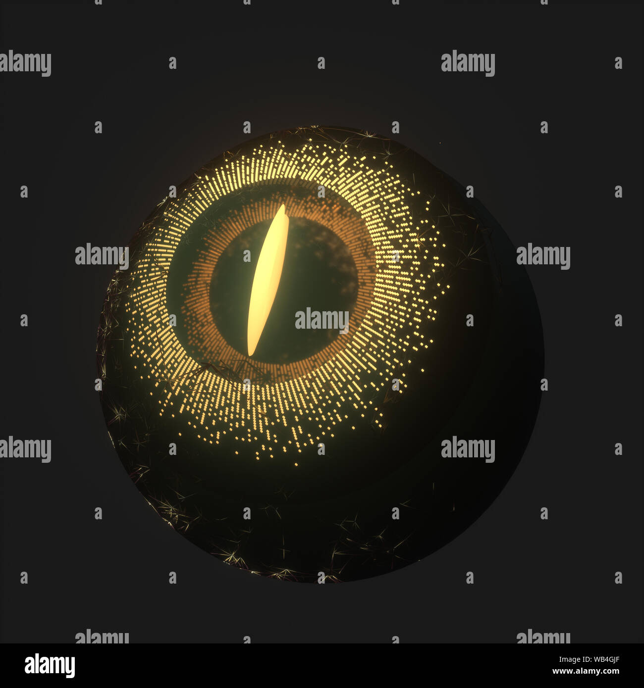 Abstract mechanical eyeball with high-tech line, 3d rendering. Computer ...