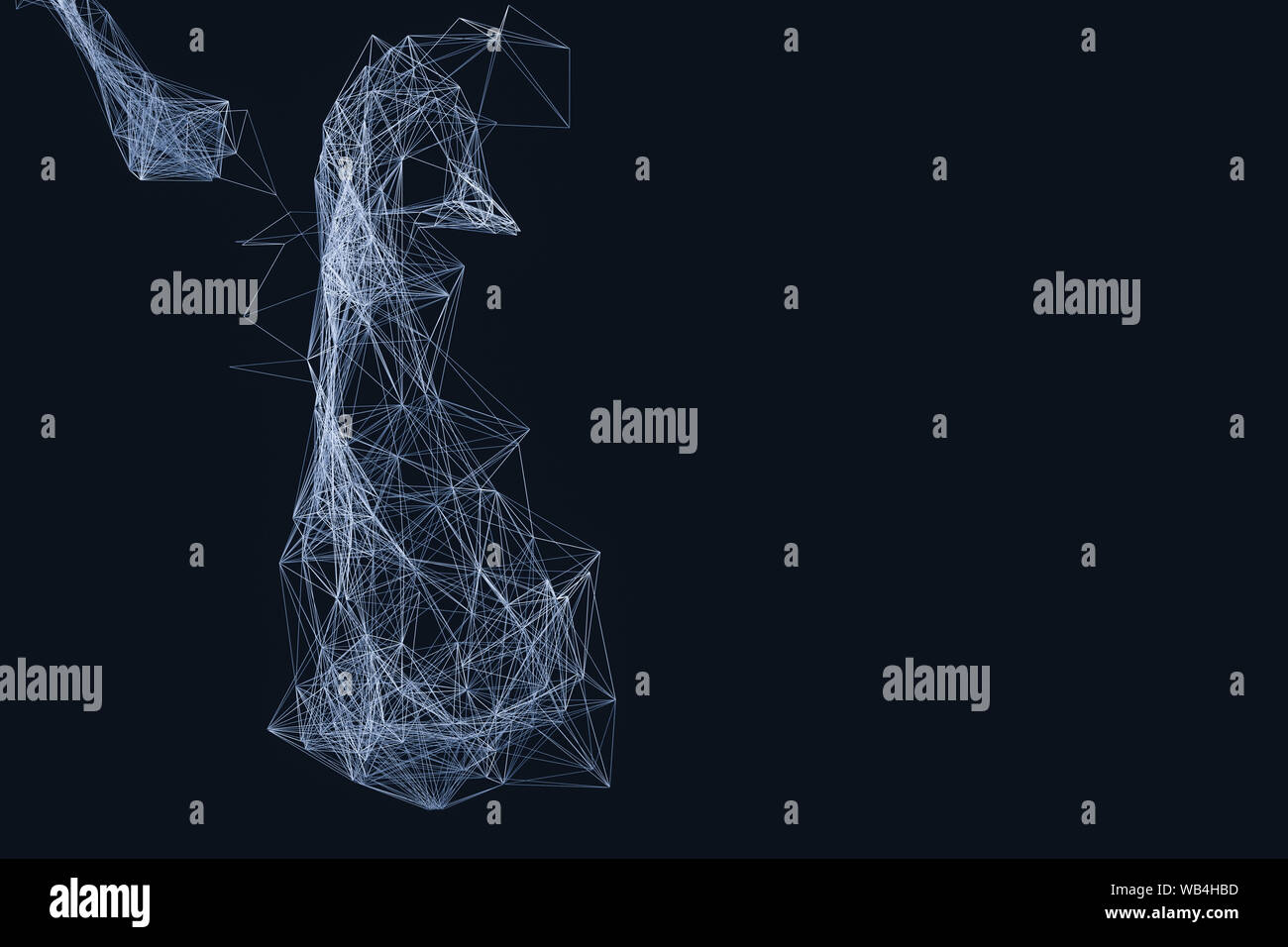 Technological structure lines with black background, 3d rendering ...