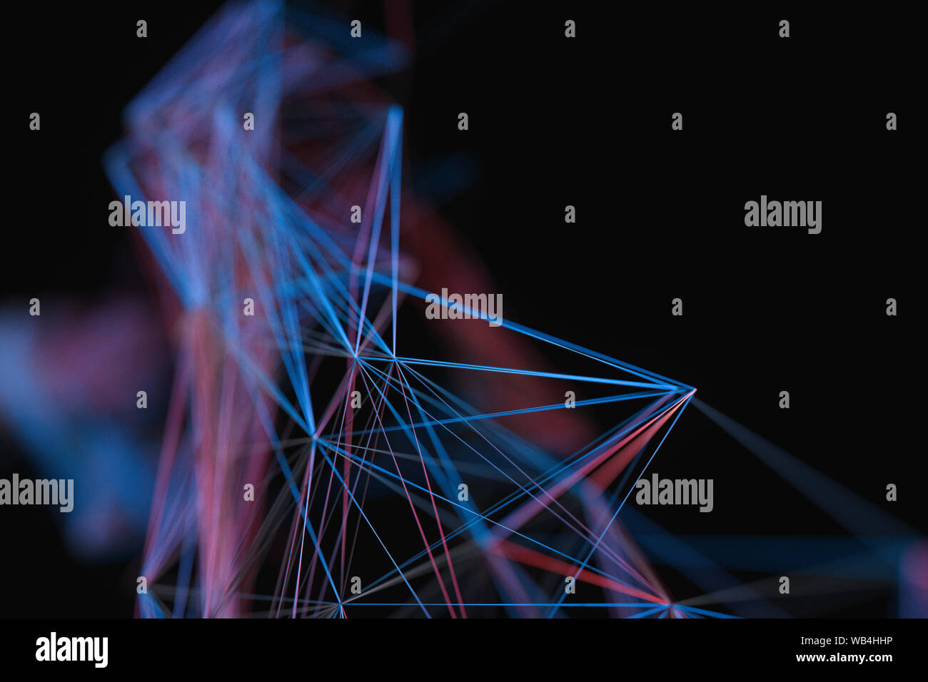 Technological structure lines with black background, 3d rendering ...