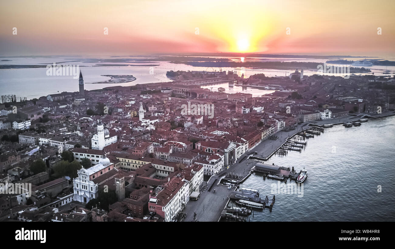 Views of sunrise in Venice from above Stock Photo - Alamy