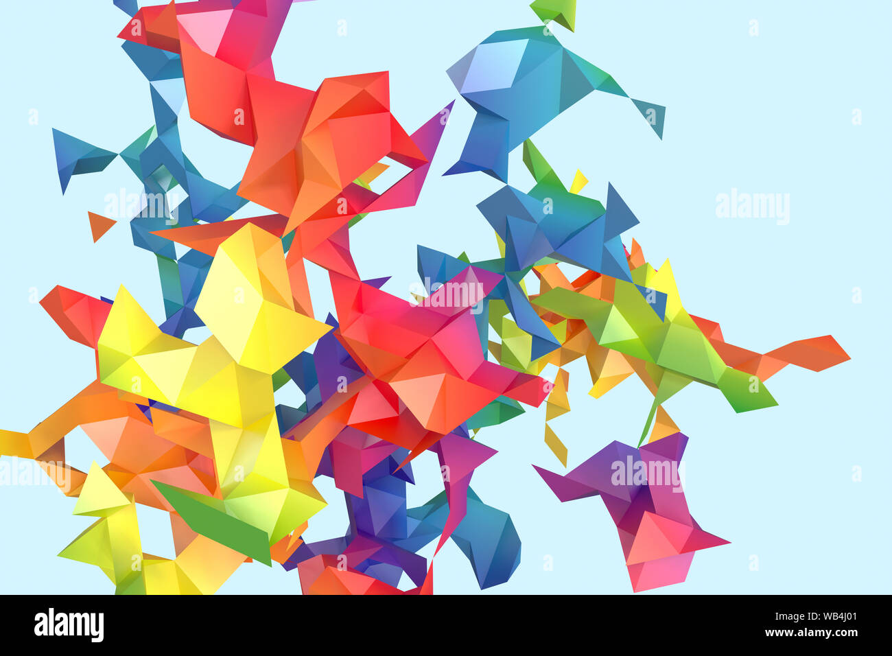 Triangular paper with creative shapes, 3d rendering. Computer digital ...