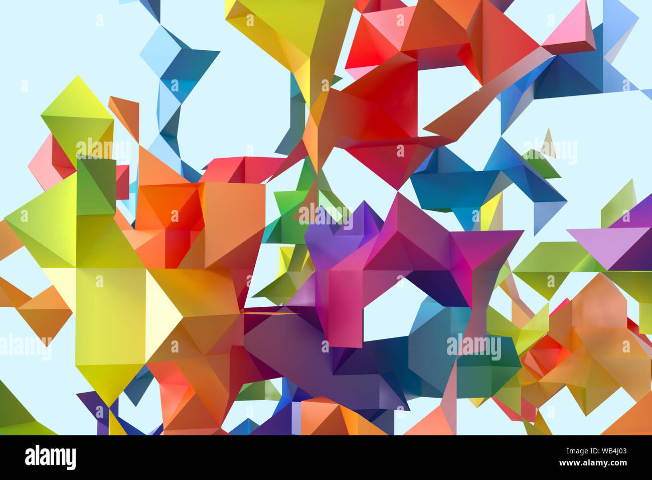 Triangular paper with creative shapes, 3d rendering. Computer digital ...