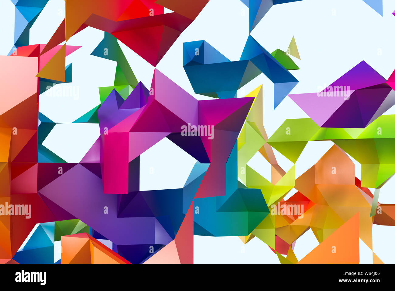 Triangular paper with creative shapes, 3d rendering. Computer digital ...