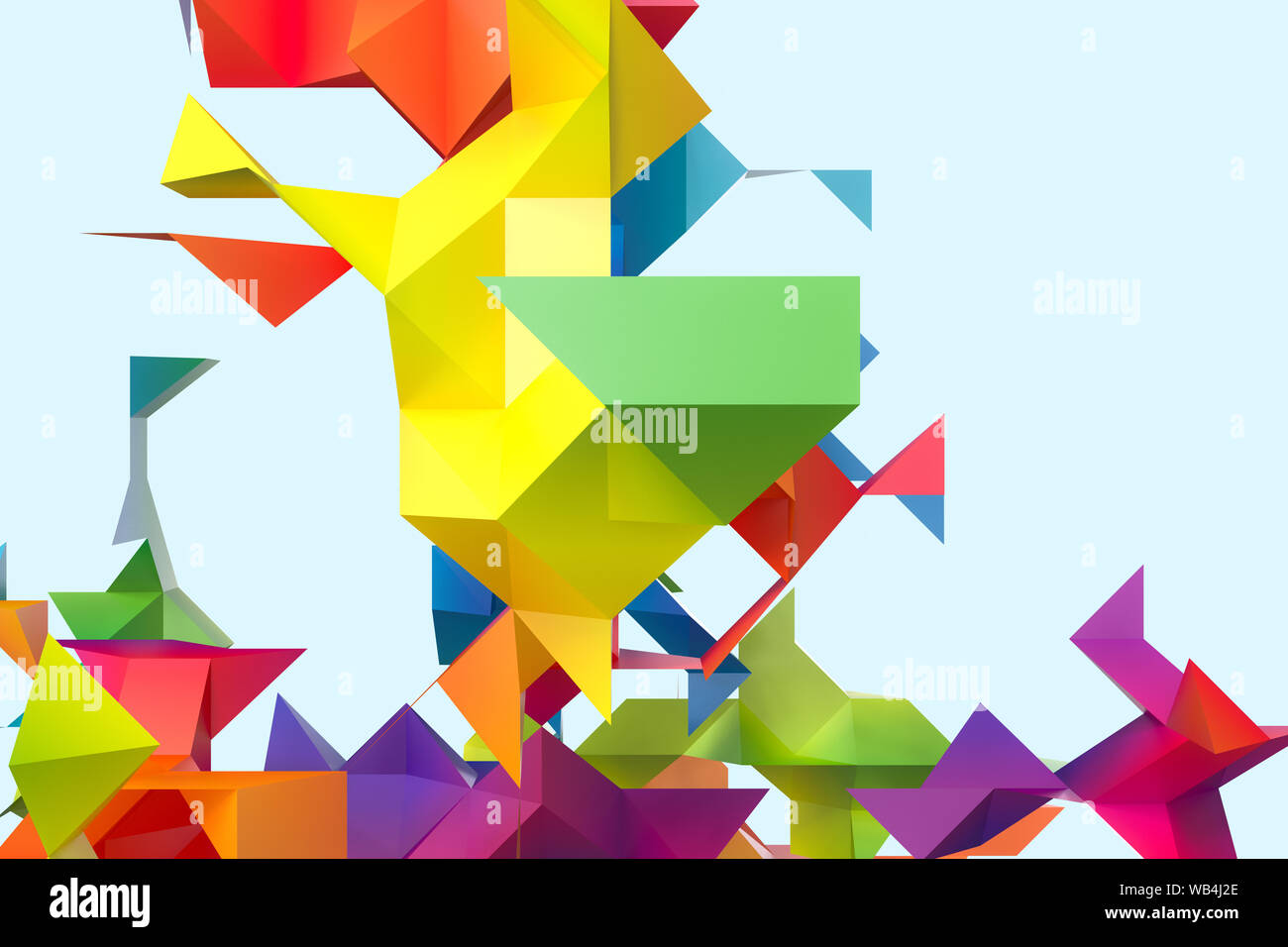 Triangular paper with creative shapes, 3d rendering. Computer digital ...