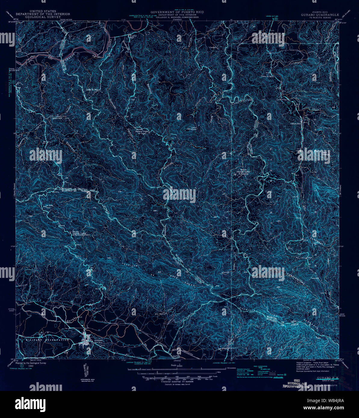 USGS TOPO Map Puerto Rico PR Gurabo 362430 1946 30000 Inverted ...