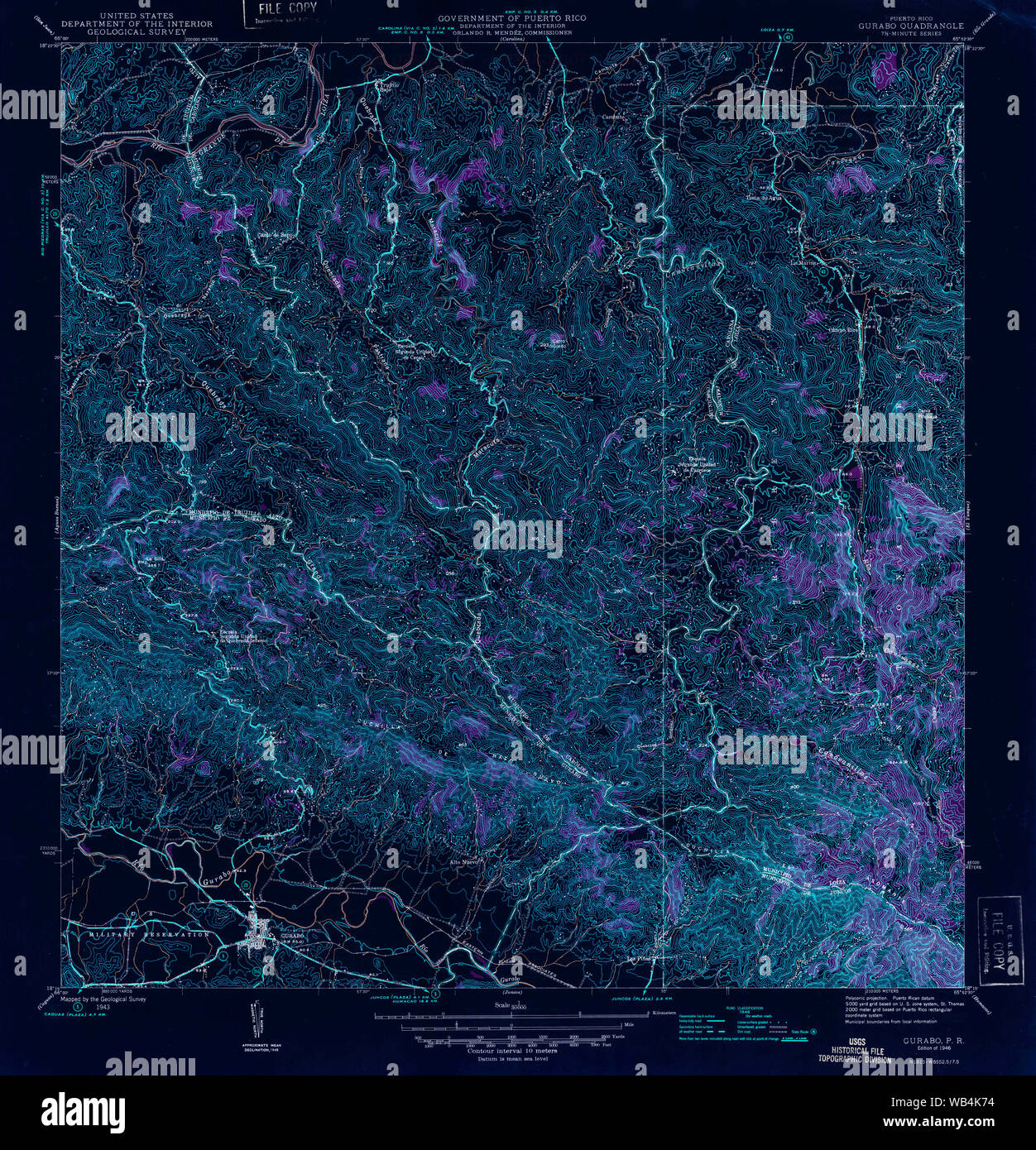 USGS TOPO Map Puerto Rico PR Gurabo 362431 1946 30000 Inverted ...