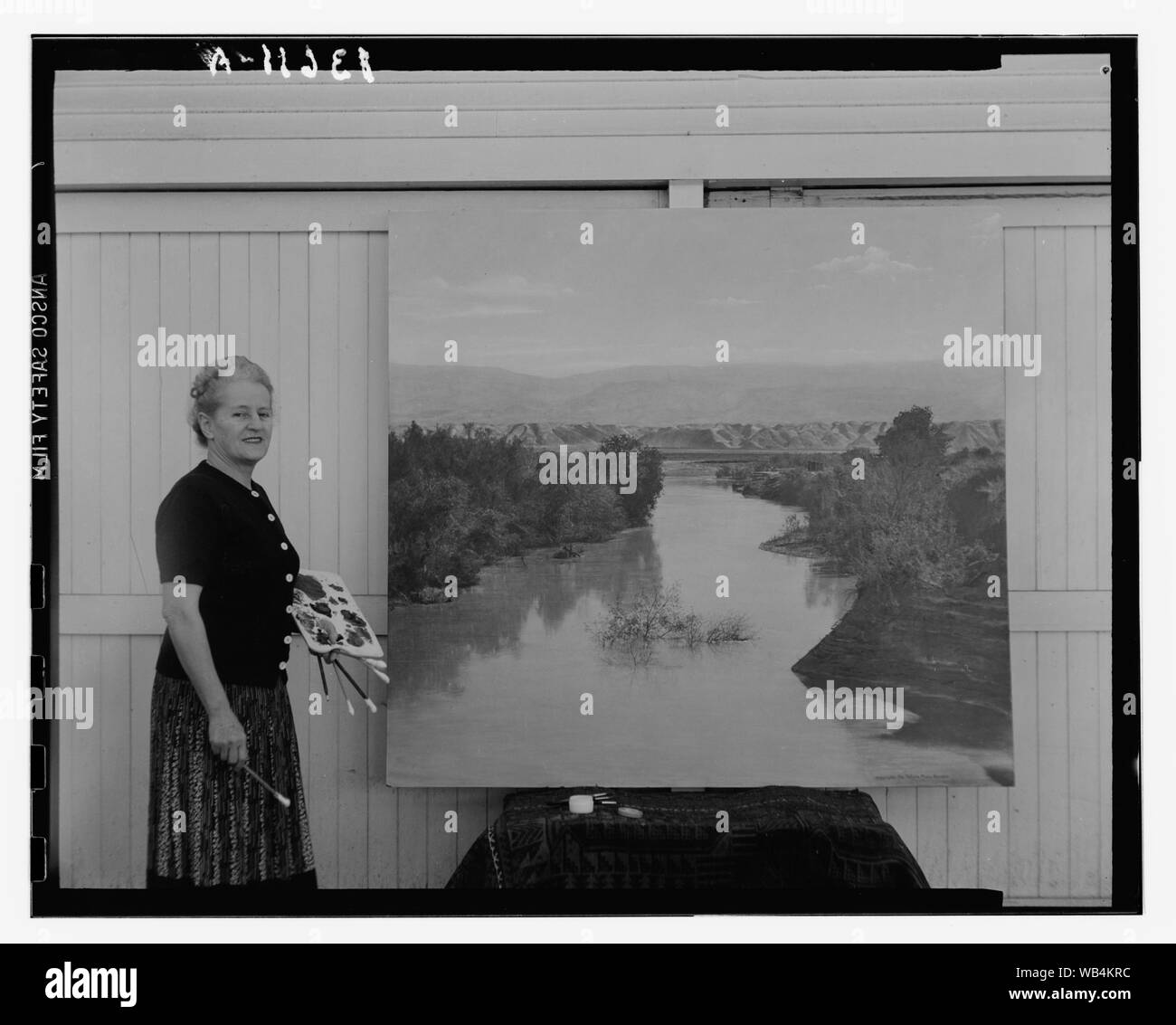 Edith at work painting the Jordan mural [California] Abstract/medium: G ...