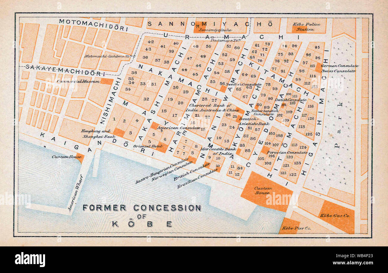 [ 1910s Japan - Map of Kobe Foreign Settlement, 1914 ] — Map of the ...