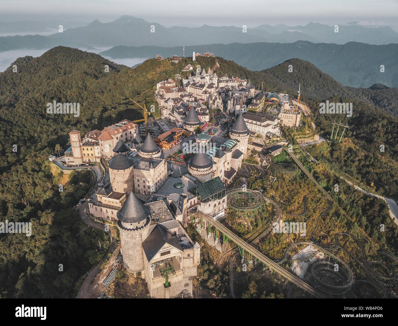 Bana Hills and Golden Bridge from above, french village Sun World in Da ...