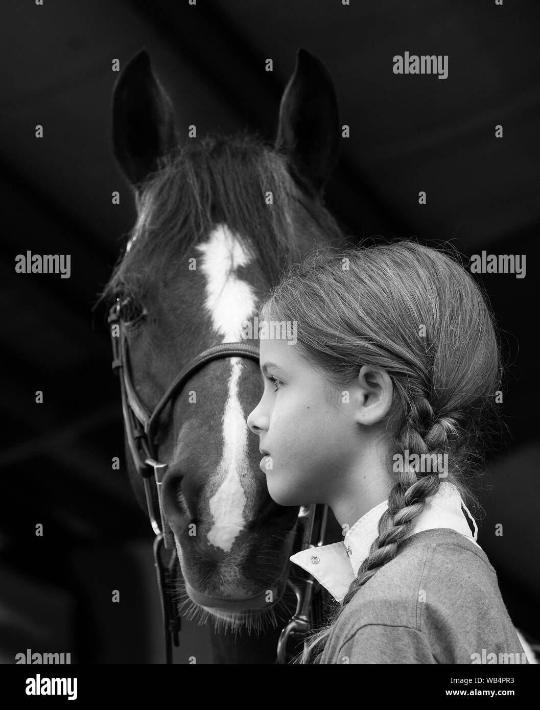 Girl and horse Black and White Stock Photos & Images - Alamy