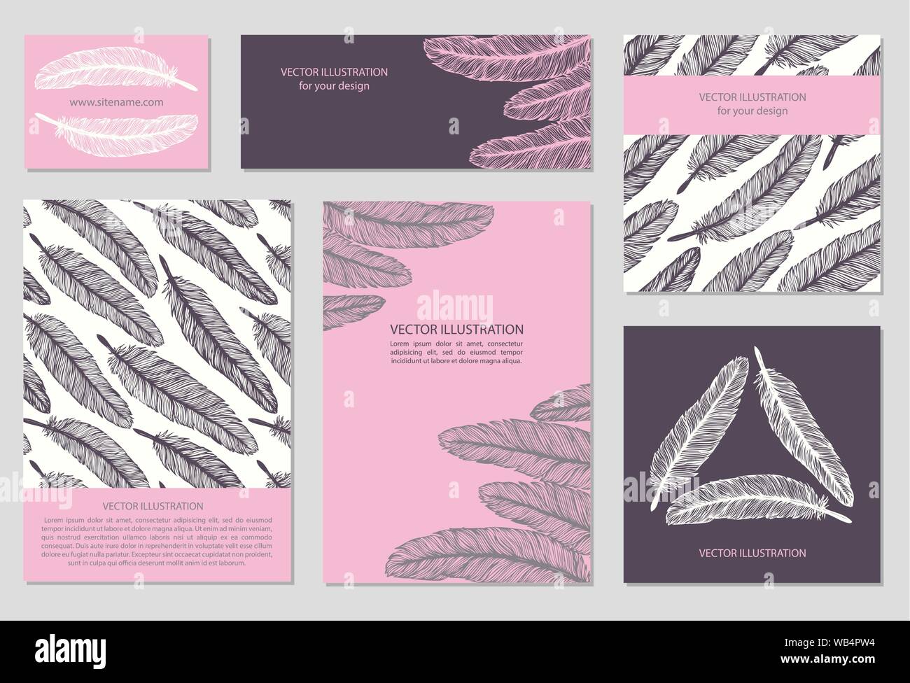 Collection with hand drawn card templates. Artistically hand drawn ...