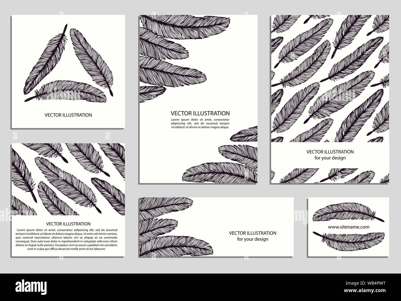 Collection with hand drawn card templates. Artistically hand drawn ...