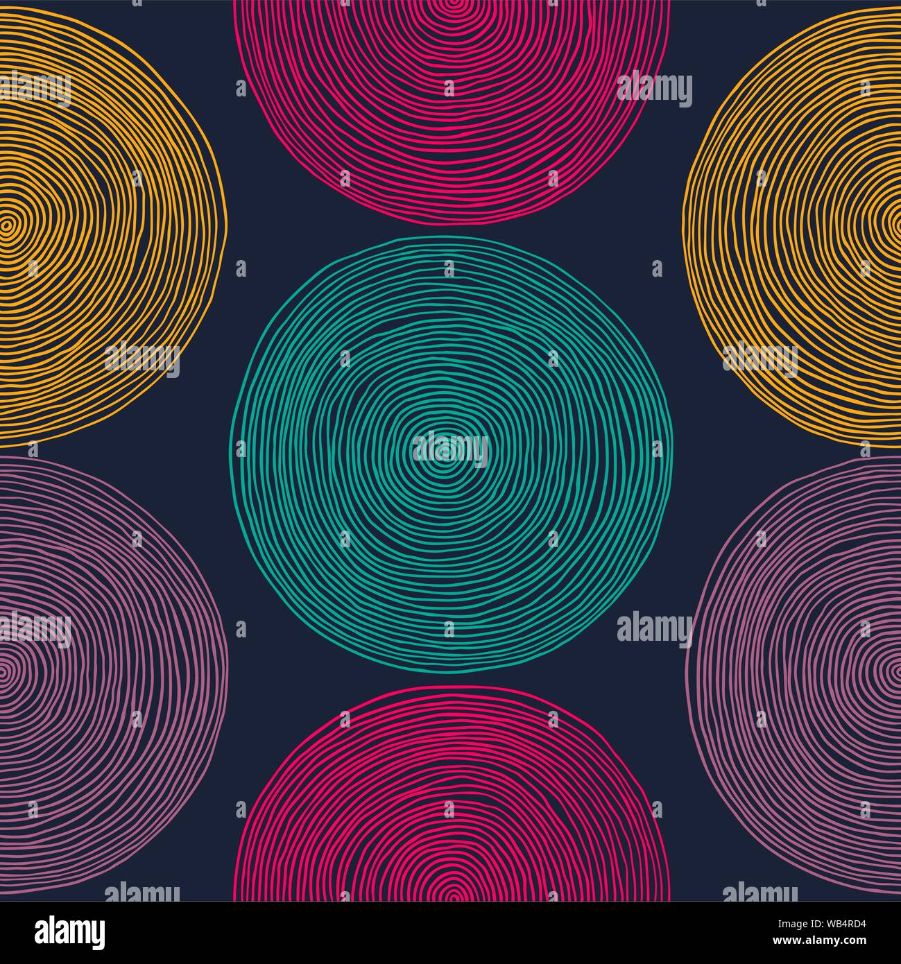 Seamless hand drawn doodle graphic pattern. Circle pattern. Hand drawn ...