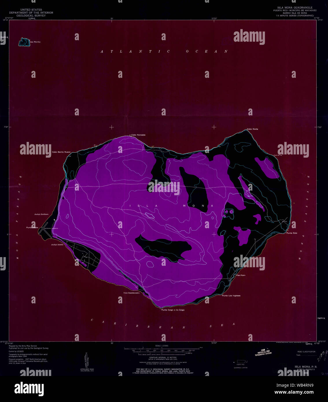 Isla mona map hi-res stock photography and images - Alamy