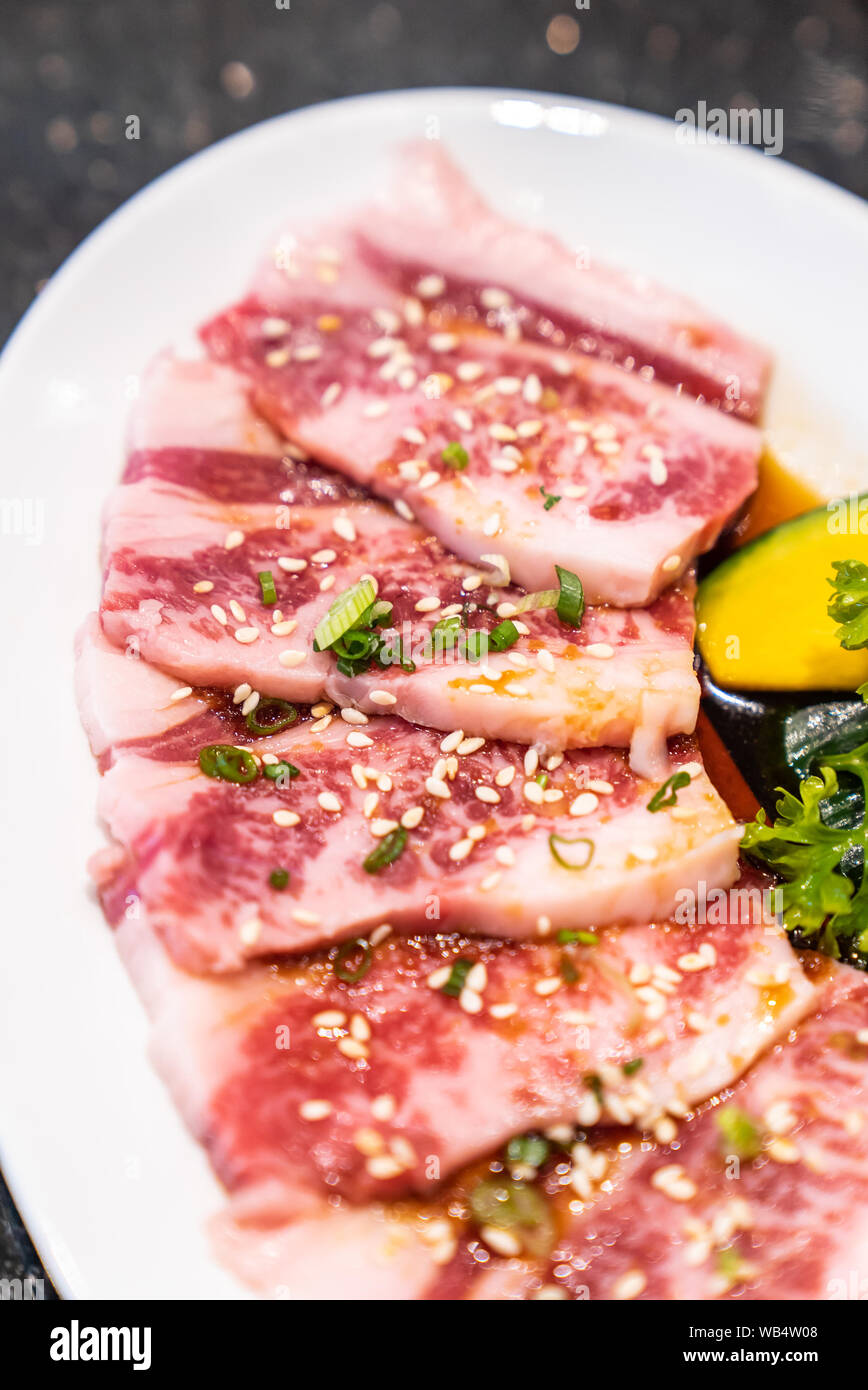 Raw premium wagyu beef meat for japanese yakiniku Stock Photo - Alamy