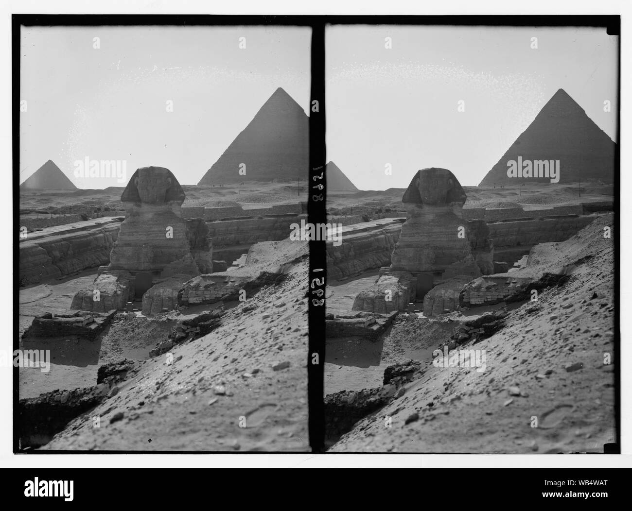 Egypt. Sphinx & pyramids. The Sphinx (full face) & two pyramids ...