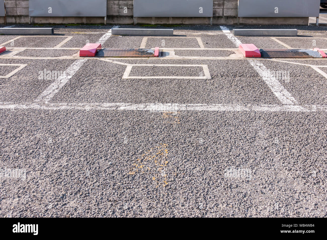 Empty parking lot in outdoor parking area with automatic locking system ...