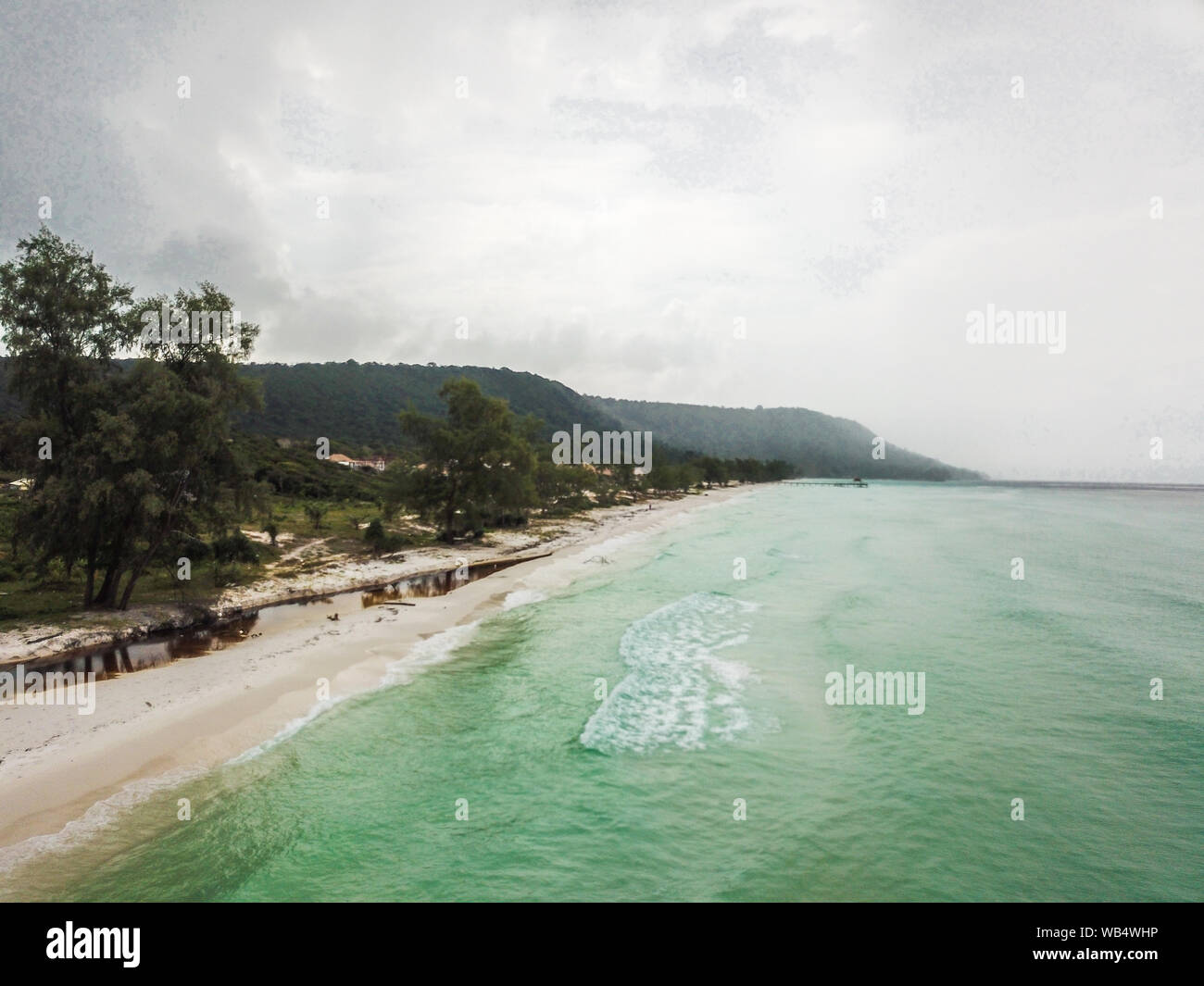 Koh Rong island from above, beach and sunset, in Cambodia Sihanoukville ...