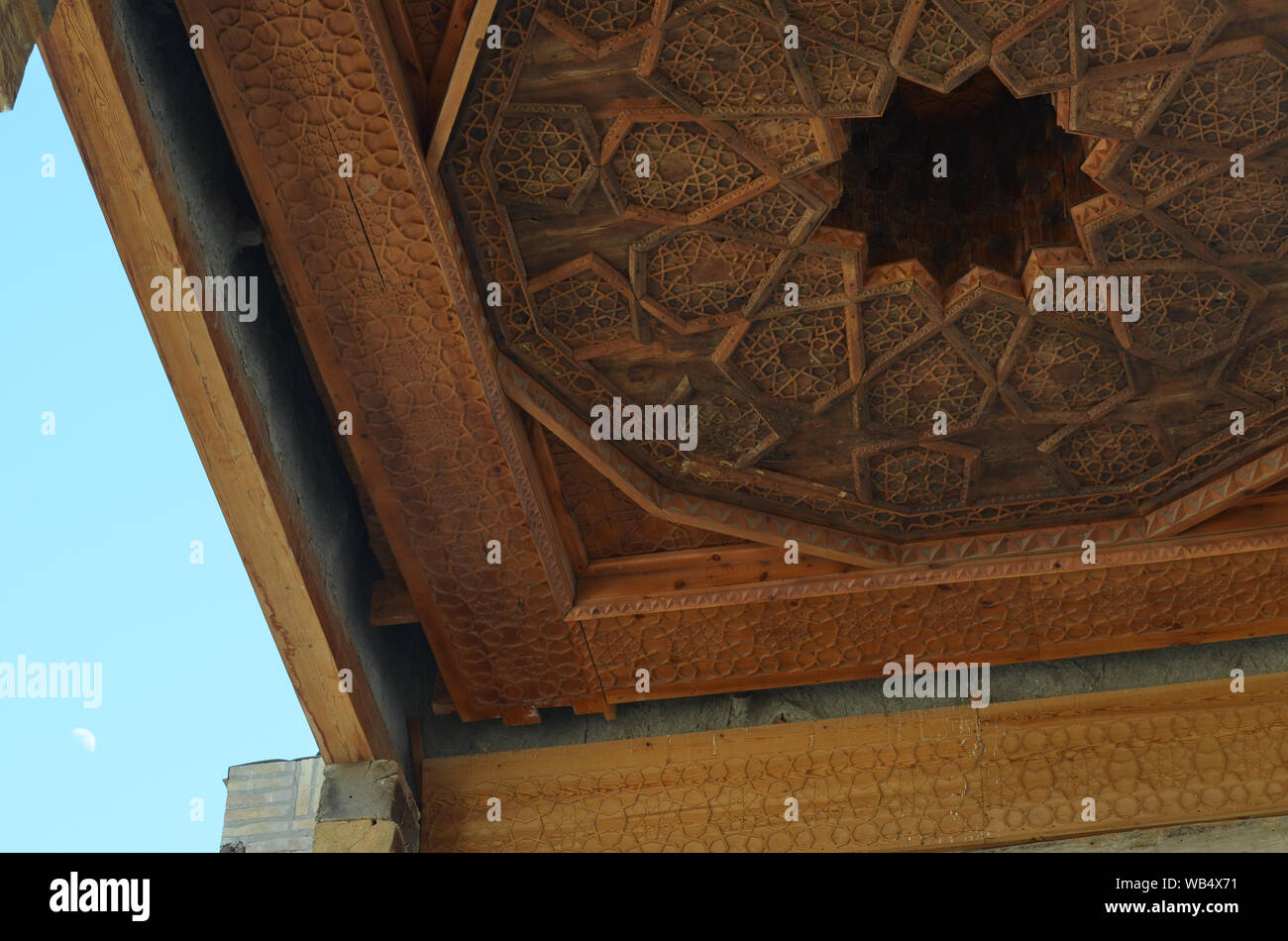 Details of exterior wood ceilings of Baland Mosque in Bukhara ...