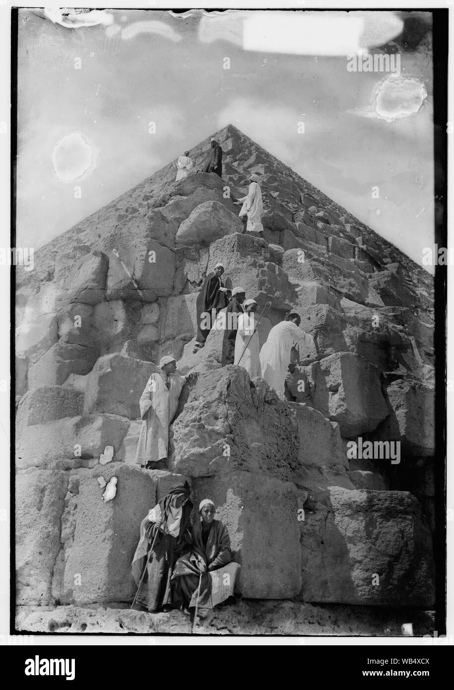 Egyptian views. The Pyramids of Gizeh. Great Pyramid showing ascent ...