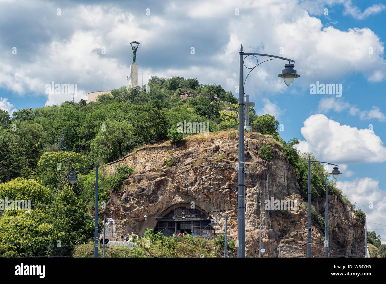 View at Gellert Hill with Liberty Statue in Budapest, Hungary Stock ...