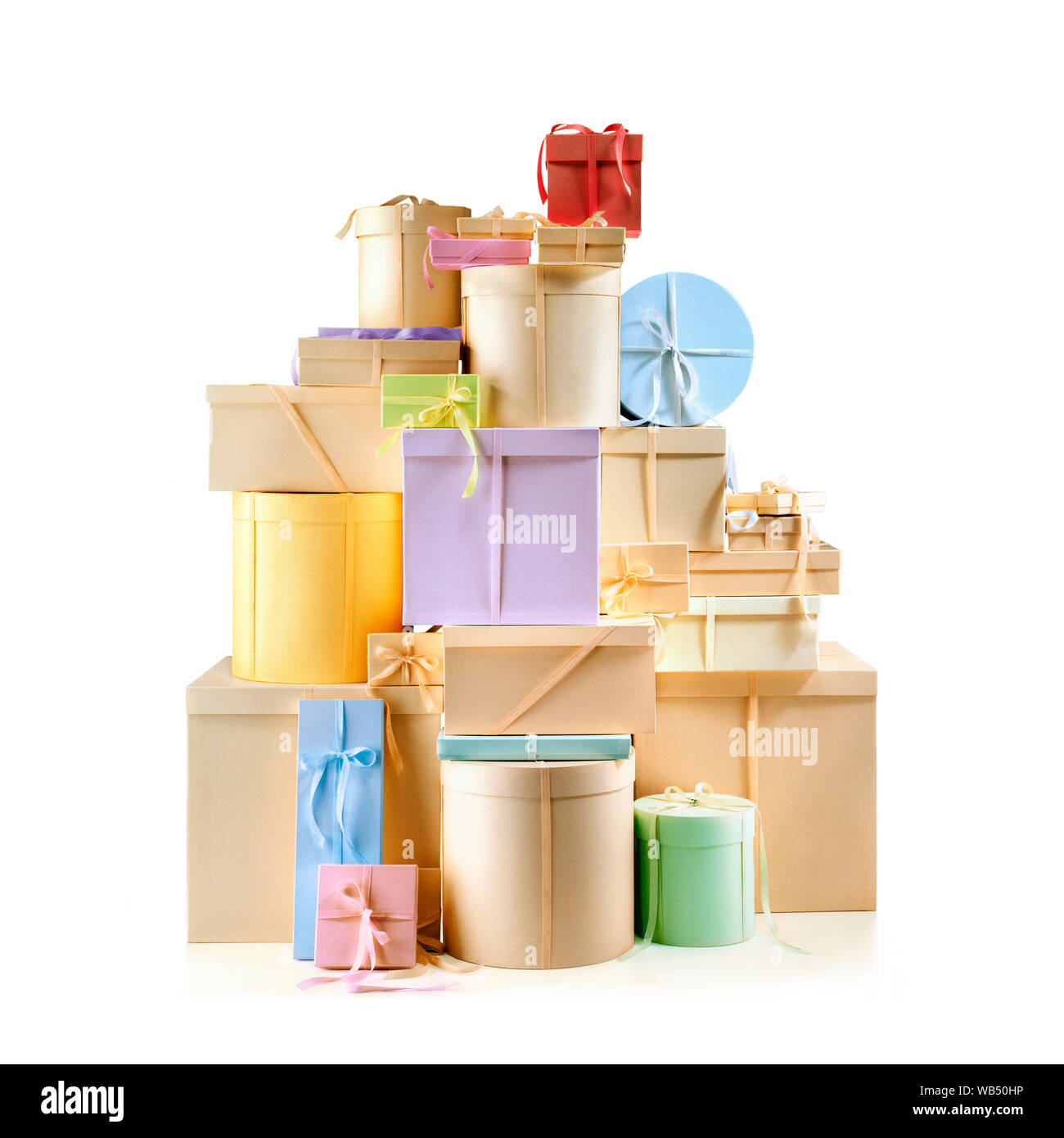 Composition of gift boxes on white background Stock Photo - Alamy