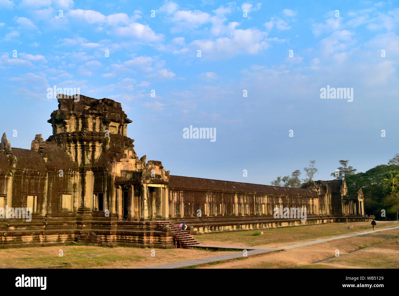 Angkor Wat ancient ruins outer galleries architecture, Cambodia Stock ...
