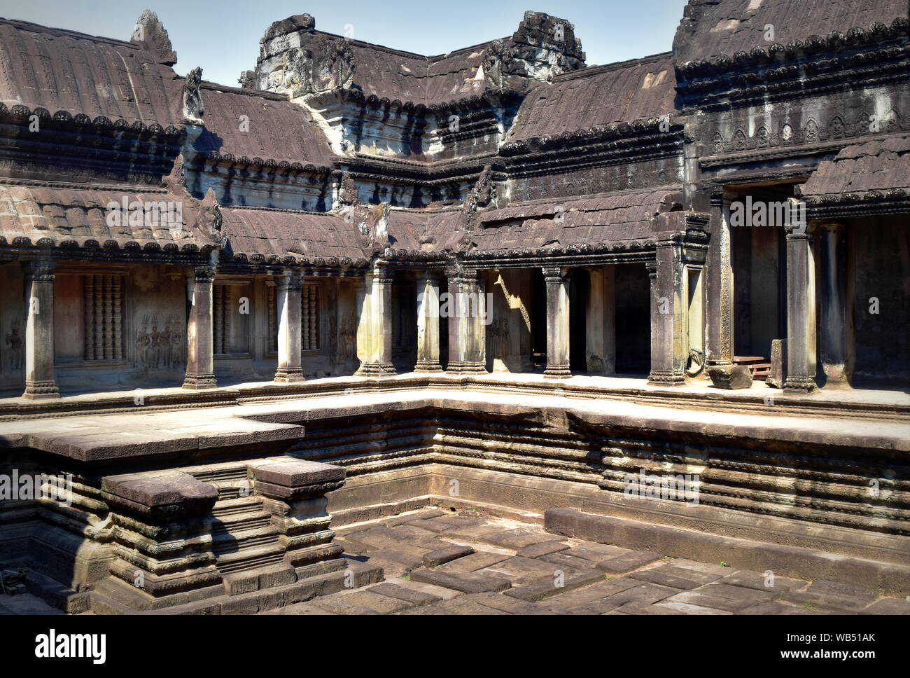 Angkor Wat ancient stone temple inner courtyards and galleries ...
