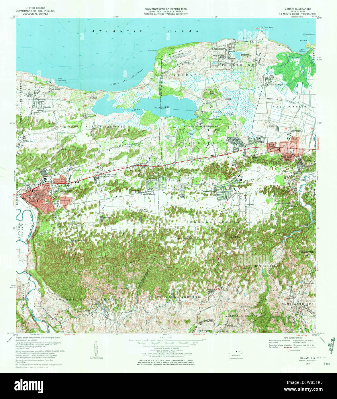 USGS TOPO Map Puerto Rico PR Manati 362147 1969 20000 Restoration Stock ...
