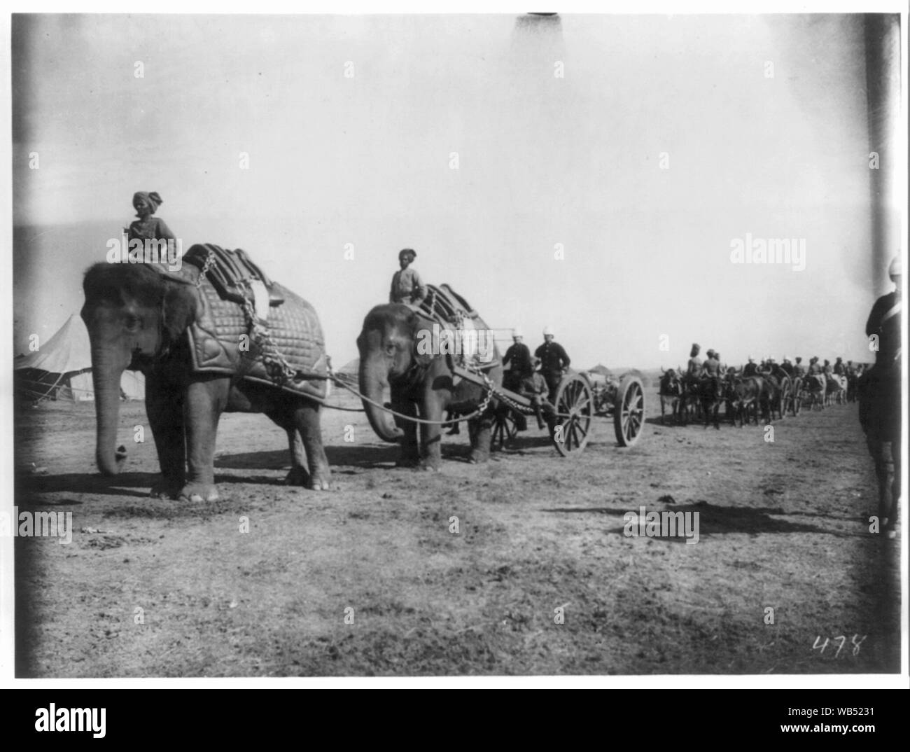 Elephant battery of heavy artillery along the Khyber Pass at ...