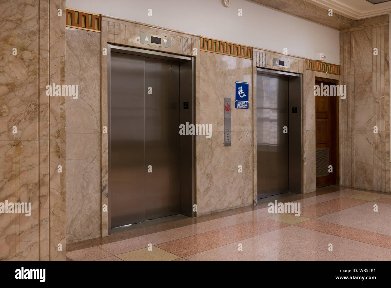 Elevator lobby at U.S. Court House, Austin, Texas Stock Photo - Alamy