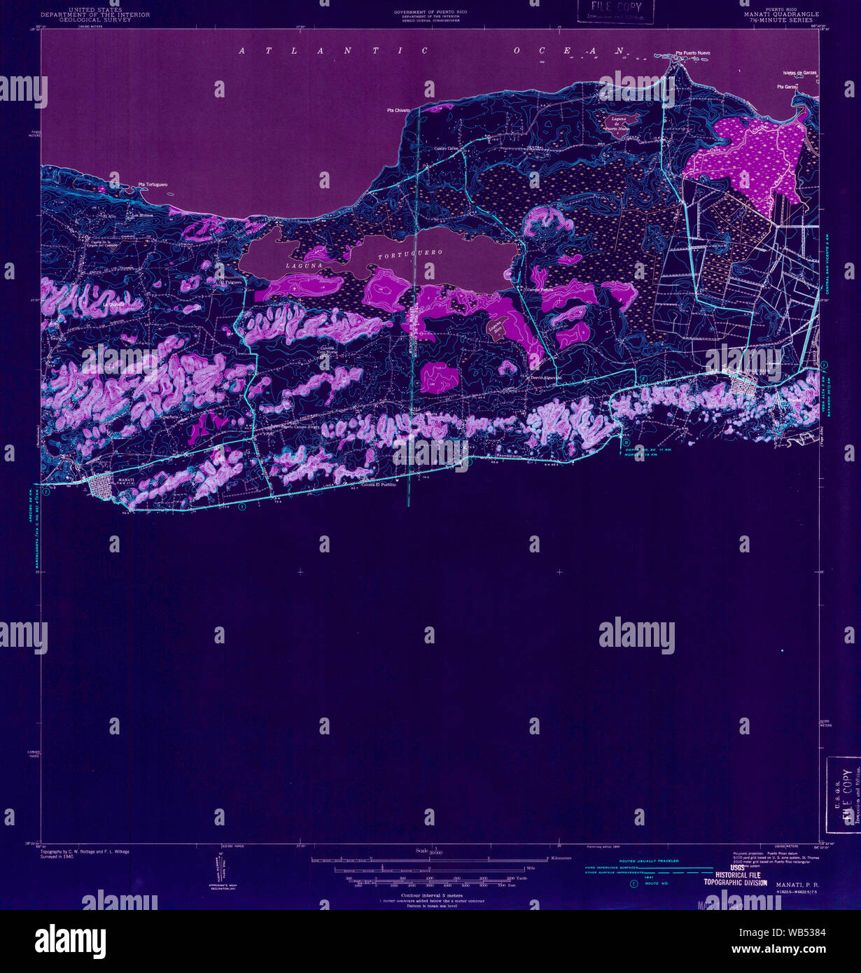 USGS TOPO Map Puerto Rico PR Manati 362461 1942 30000 Inverted ...