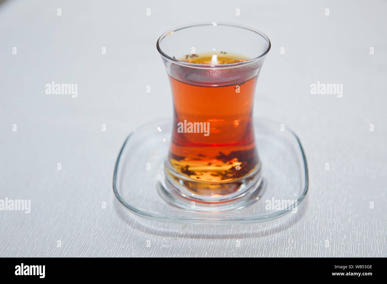 Black turkish tea in pear shape glass, traditional Azerbaijani aromatic ...