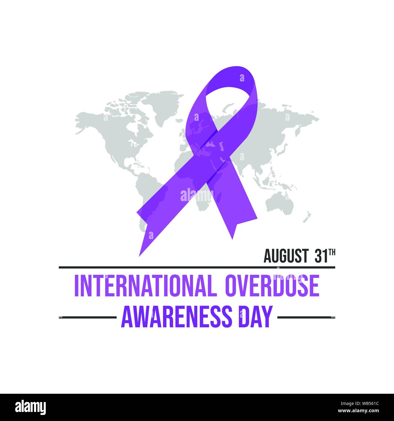 Drug overdose awareness day purple ribbon vector. International ...
