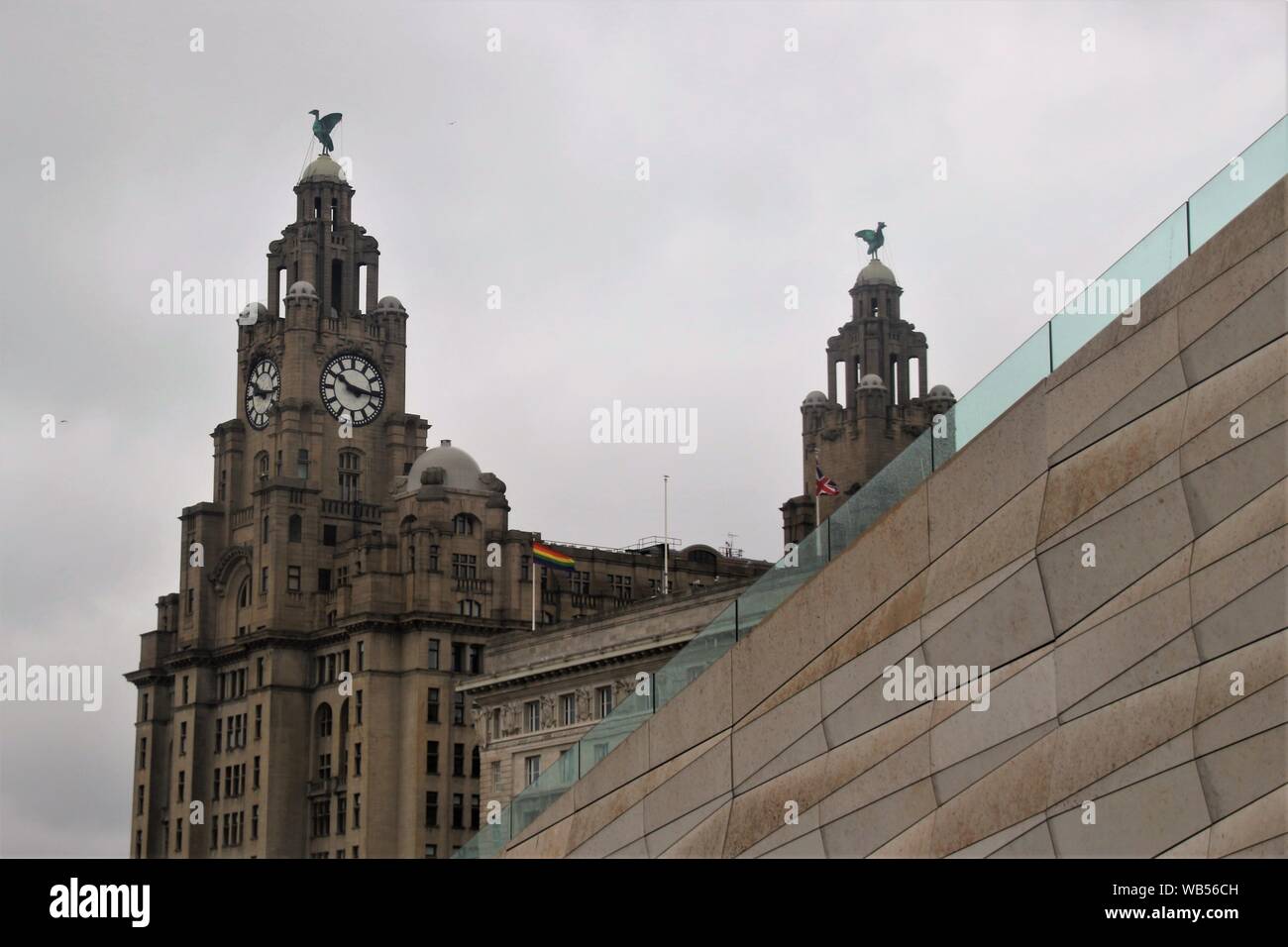 Tower of the Royal Liver Building in Liverpool, erected in 1911, and ...