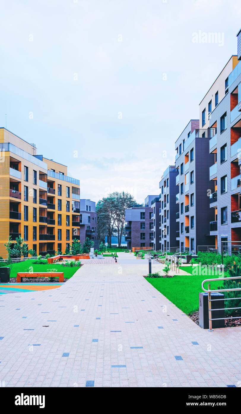 Europe Quarter of residential house buildings. With outdoor facilities ...