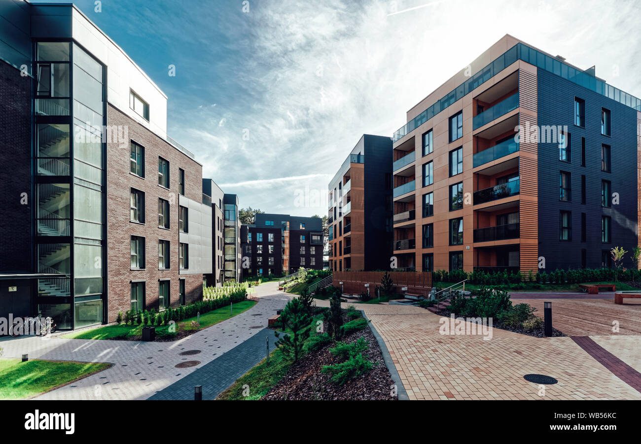 Europe Modern european complex of apartment buildings. And outdoor ...