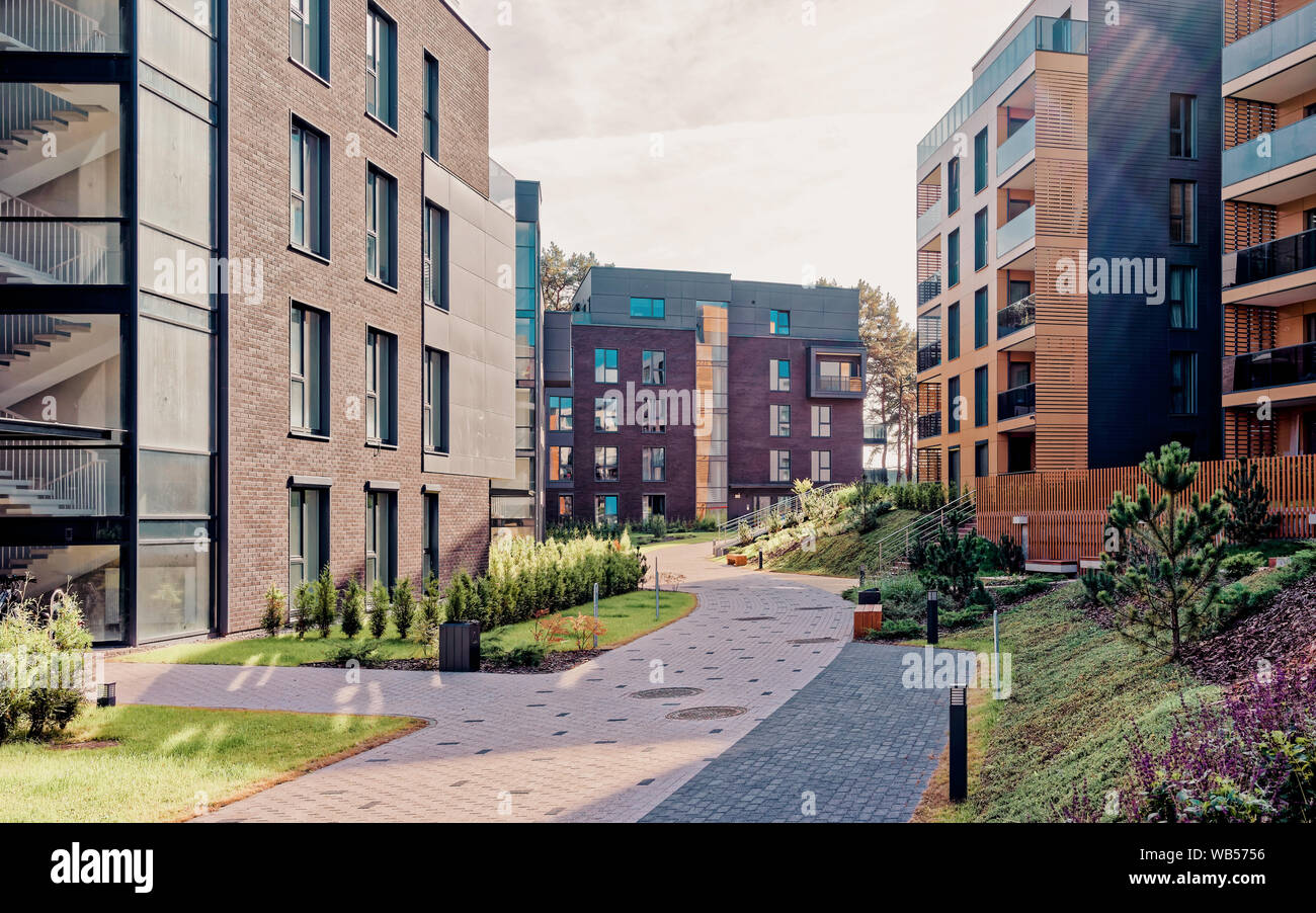 Europe complex of apartment residential buildings. And outdoor ...