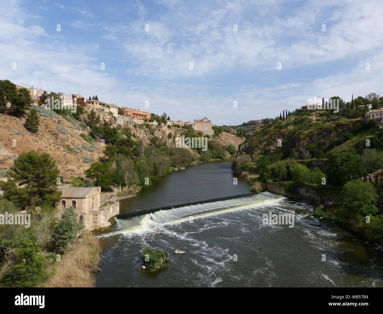 Toledo and the Tagus River valley, view from San Martin's bridge Stock ...