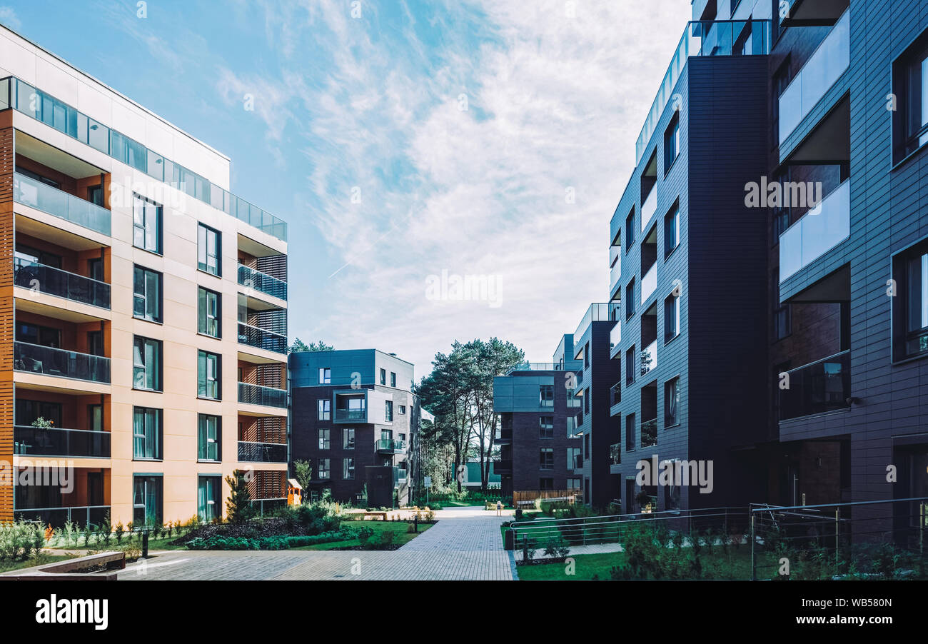 Europe Architectural residential buildings complex. And outdoor ...