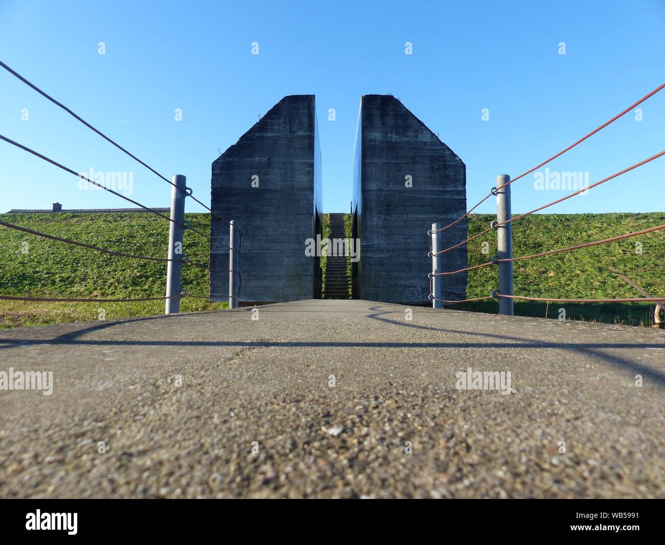Bunker 599, a redundant dutch WW2 bunker cut in half Stock Photo - Alamy